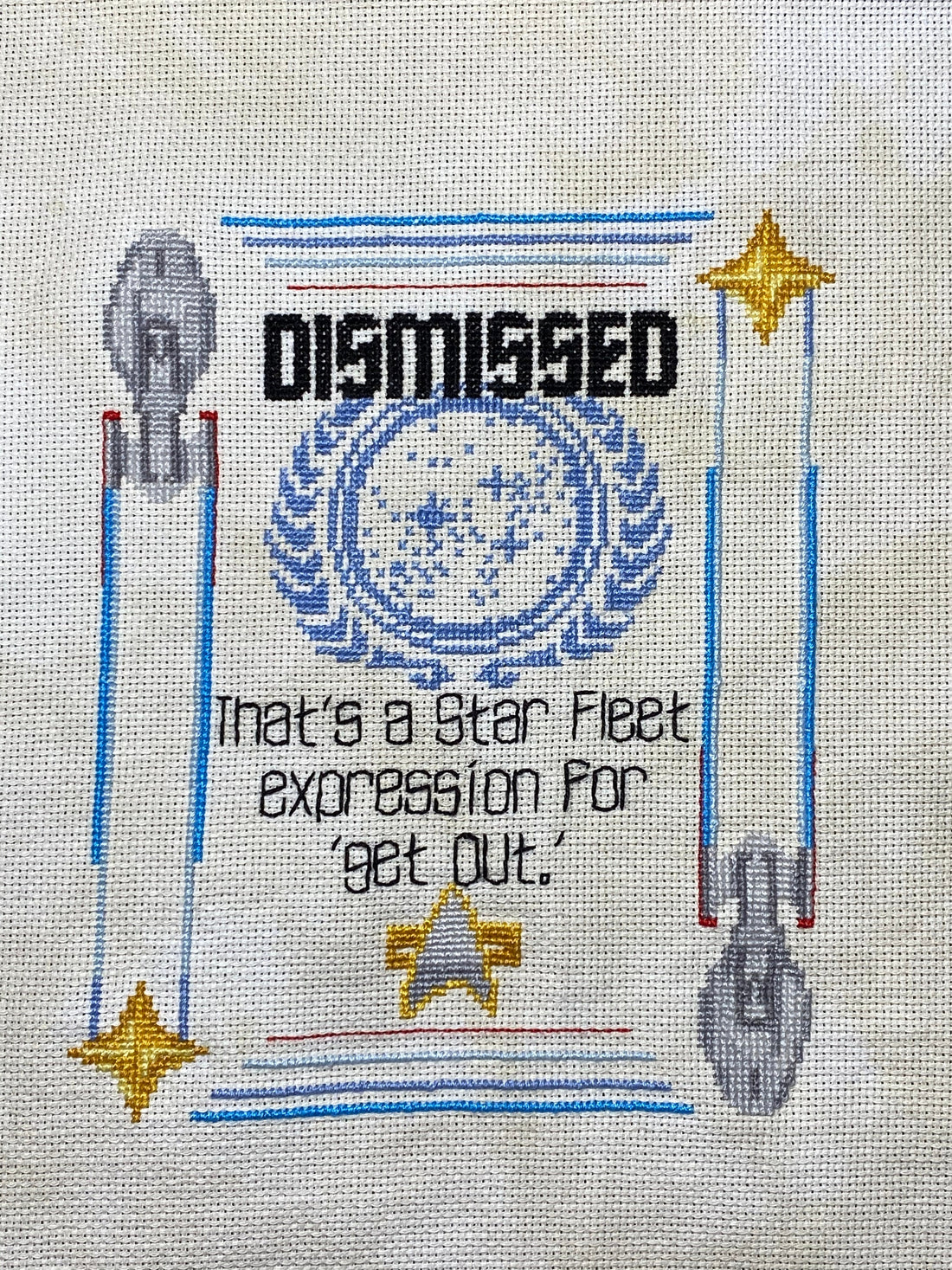 Star Trek Voyager inspired cross stitch pattern: Dismissed (Janeway Qu ...